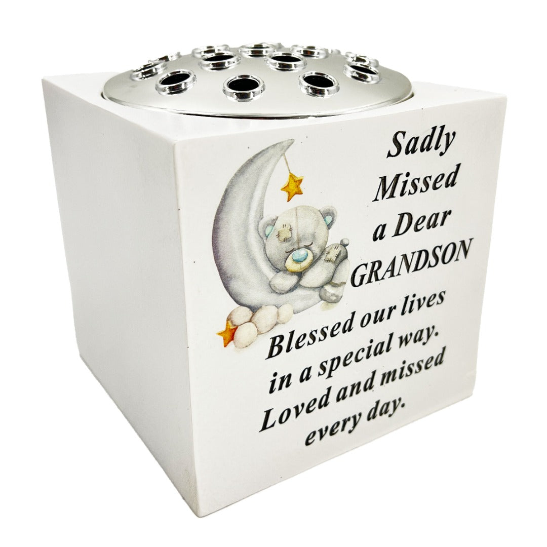 Special Grandson Baby Boy Teddy Bear Moon Memorial Graveside Flower Va ...
