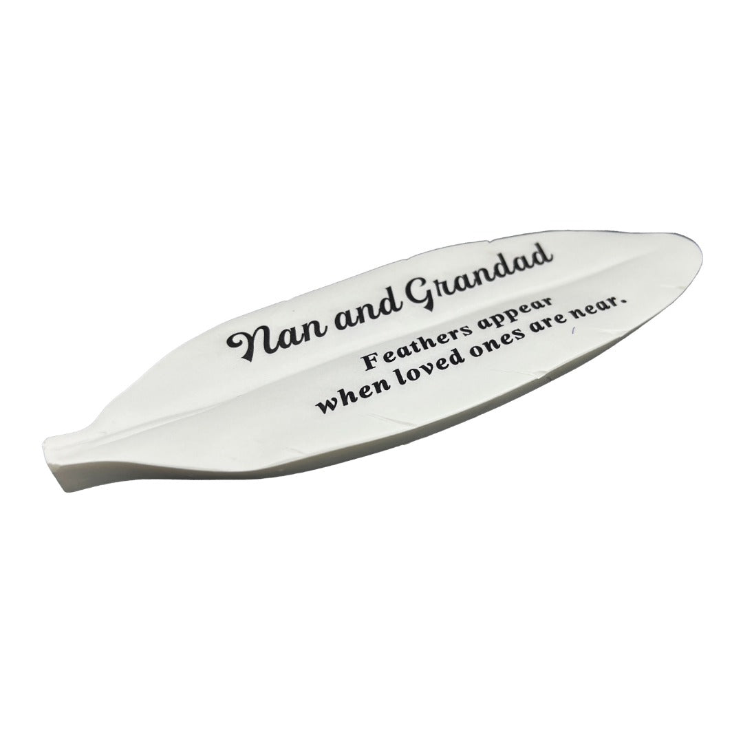 Special Nan and Grandad Feather Graveside Grave Memorial Ornament Vers ...