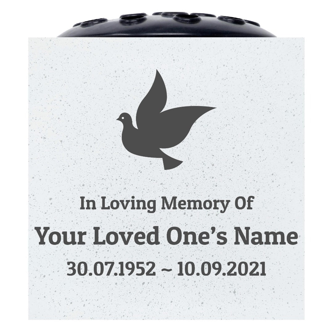 Personalised Engraved In Loving Memory Dove of Peace Grave Memorial Fl ...