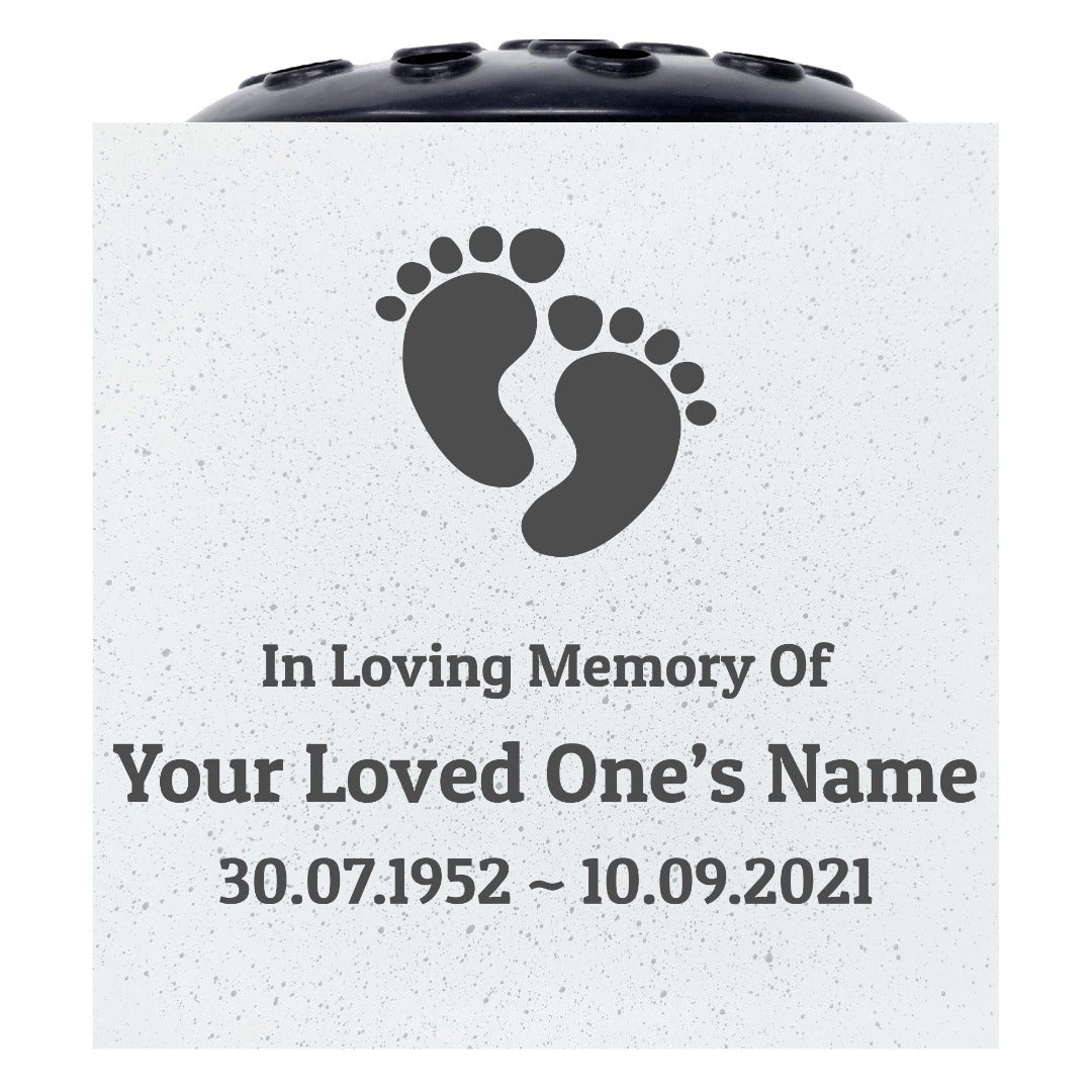 Personalised Engraved In Loving Memory Footprints Grave Memorial Flowe ...