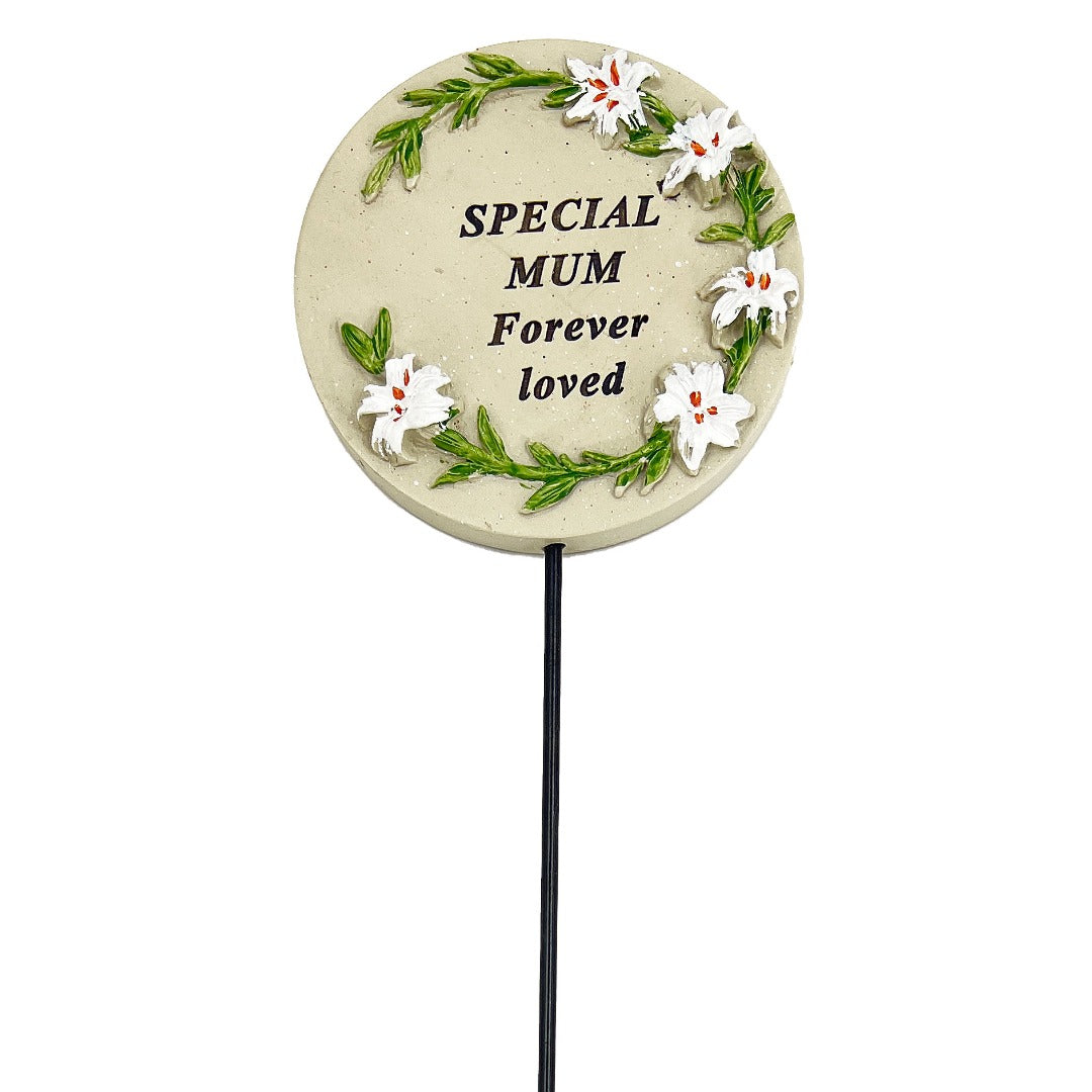 Special Mum Lily Flower Memorial Tribute Stick Graveside Grave Plaque ...