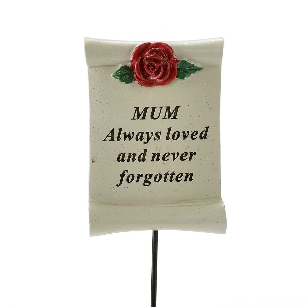 Always Loved Mum Flower Rose Memorial Tribute Stick – Angraves Memorials